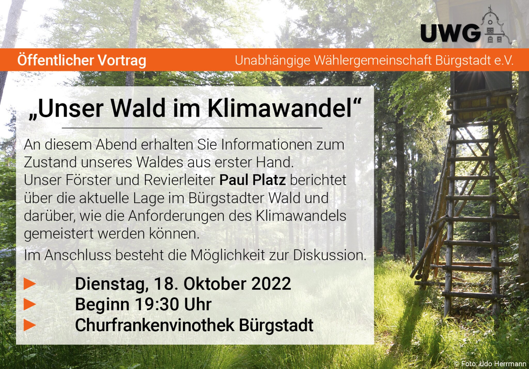 Öffentliche Veranstaltung der UWG Bürgstadt: "Unser Wald im Klimawandel ...