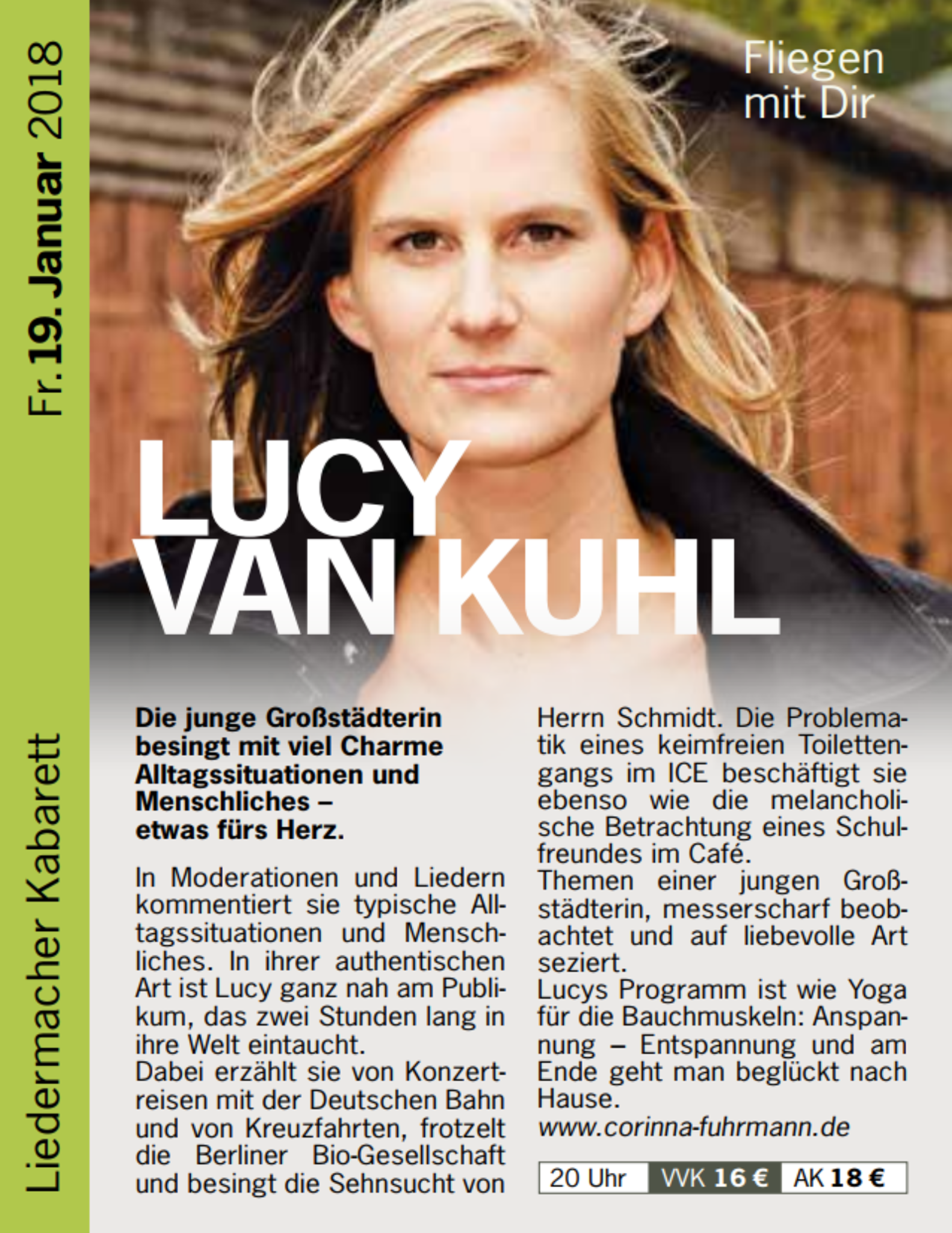 Konzert von LUCY VAN KUHL am Fr. 19. Januar 2018 im Ebert Keller in ...
