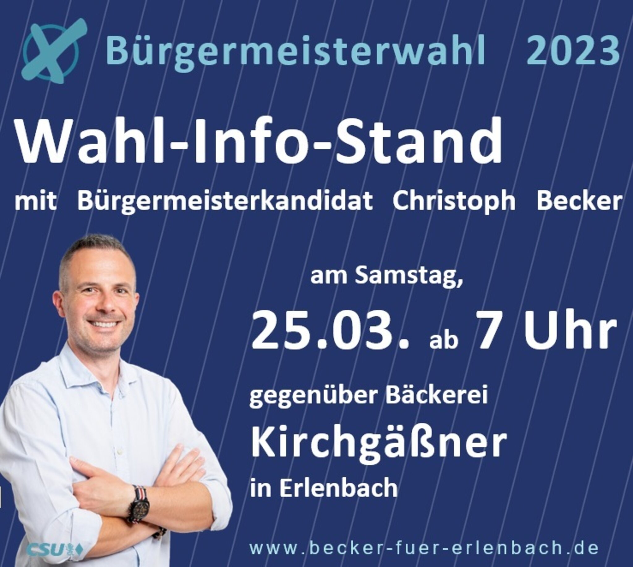 Wahl-Info-Stand mit Bürgermeisterkandidat Christoph Becker